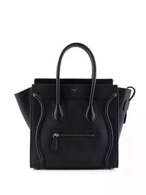 Celine Luggage Bag Grainy Leather Micro Tote Bag - Black
