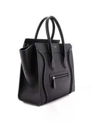Celine Luggage Bag Grainy Leather Micro Tote Bag - Black