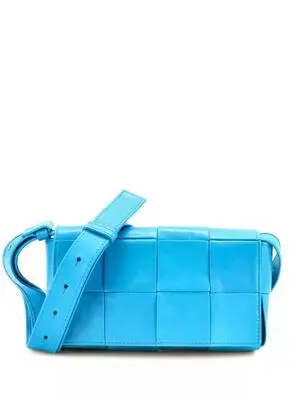 Bottega Veneta Cassette Maxi Intrecciato Leather Crossbody Bag - Blue
