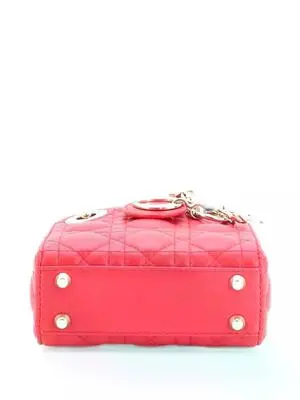 Dior Lady Bag Cannage Quilt Lambskin Micro Shoulder Bag - Red