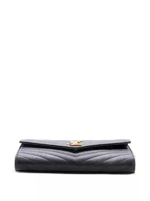 Saint Laurent Monogram Envelope Wristlet Clutch - Black