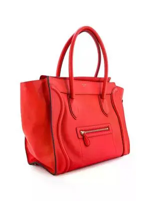 Celine Luggage Bag Leather Shoulder Bag - Red