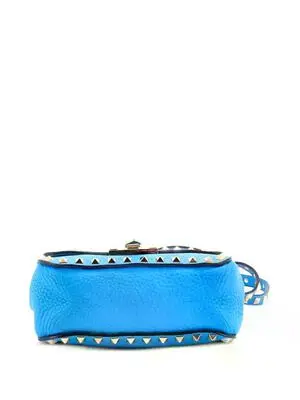 Valentino Garavani Rockstud Flip Lock Flap Leather Mini Crossbody Bag - Blue