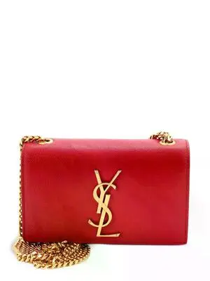 Saint Laurent Classic Monogram Grainy Leather Small Crossbody Bag - Red