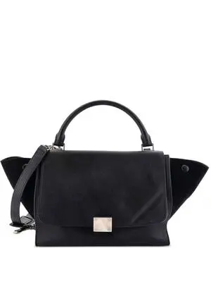 Celine Tricolor Trapeze Bag Leather Small Satchel - Black