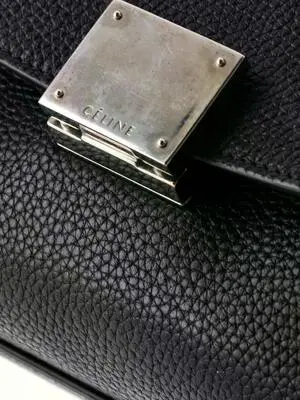 Celine Tricolor Trapeze Bag Leather Small Satchel - Black