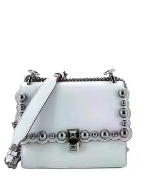 Fendi Kan I Bag Studded Leather Small Shoulder Bag - Blue