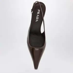 Prada Burnt Leather Slingback Pumps
