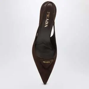 Prada Dark Suede Slingback Pumps