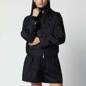 Prada Zip-up Re-nylon Hooded Jacket - Black