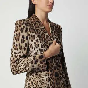 Dolce & Gabbana Leopard-print Double-breasted Wool Jacket