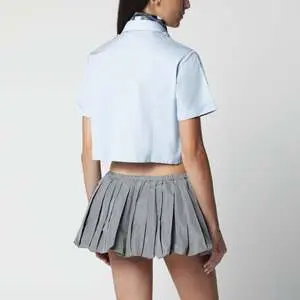Miu Miu Cropped Poplin Shirt With Ruffles