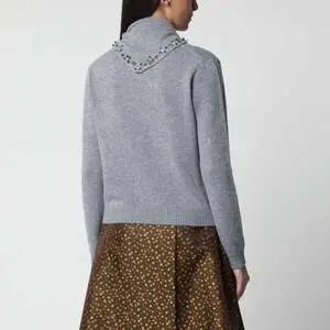 Prada Cashmere Sweater With Jeweled Scarf
