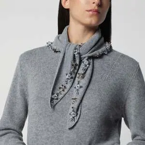 Prada Cashmere Sweater With Jeweled Scarf