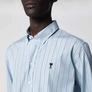 AMI Paris Light Striped De Coeur Shirt