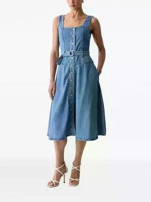 MORGAN Button-front Midi Dress - Blue