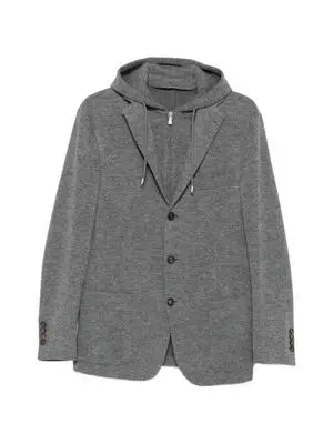 Eleventy Hooded Single-breasted Jacket - Grey