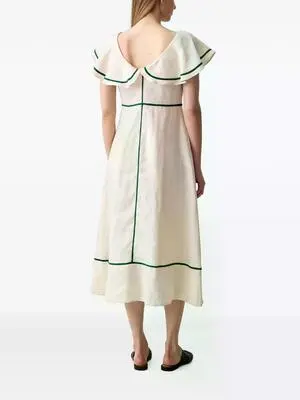 PEDRO DEL HIERRO Ruffled Contrast-trim Midi Dress
