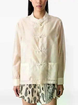 VICOLO Frog-fastening Band-collar Shirt - Neutrals