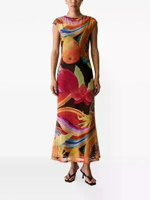 NEVER FULLY DRESSED Fruit-print Mesh Dress - Multicolour