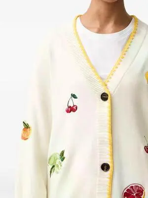 NEVER FULLY DRESSED Fruit-embroidered Long-sleeve Cardigan