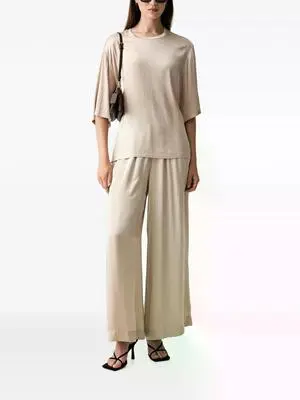 VICOLO Elasticated Palazzo Pants - Neutrals