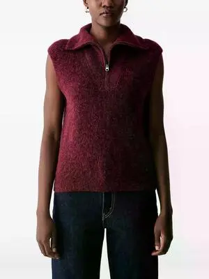 MOS MOSH Mmthora Quarter-zip Sleeveless Sweater - Red