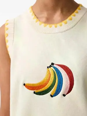 NEVER FULLY DRESSED Banana-embroidered Sleeveless Knitted Vest