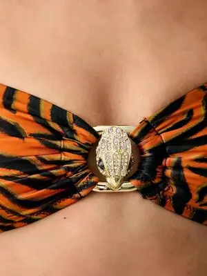 Kurt Geiger Tiger-print Eagle-detail Bikini Top