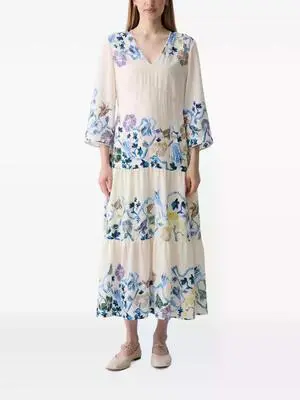 Munthe Floral-print Tiered Maxi Dress - Neutrals