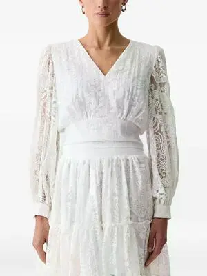 MORGAN Floral-lace Blouse - White