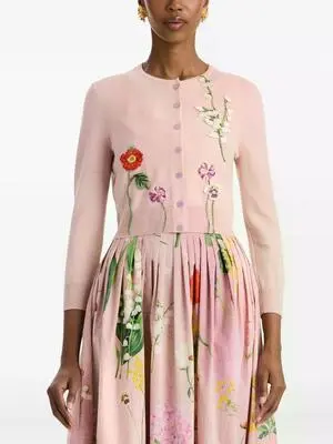 Oscar De La Renta Botanical Threadwork-embroidered Cardigan