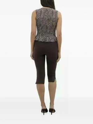 HOUSE OF SUNNY Zebra-print Smocked Top - Brown