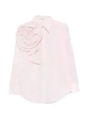 Dorothee Schumacher Floral Appliqué Pinstripe Shirt - Pink