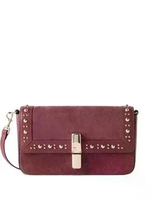 Furla Suede Studded Crossbody Bag - Red