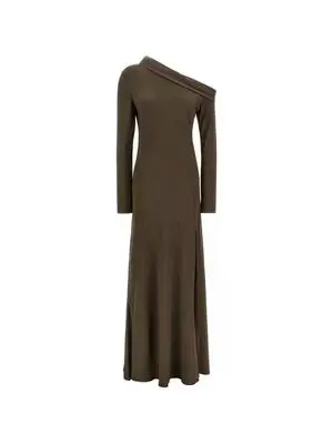 Alberta Ferretti One-shoulder Asymmetrical Dress - Brown