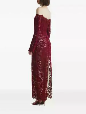 2310 STUDIO Off-shoulder Lace Maxi Dress - Red