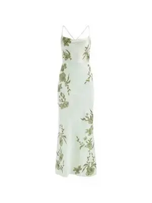 Alice + Olivia Montana Floral-embroidered Gown - Green