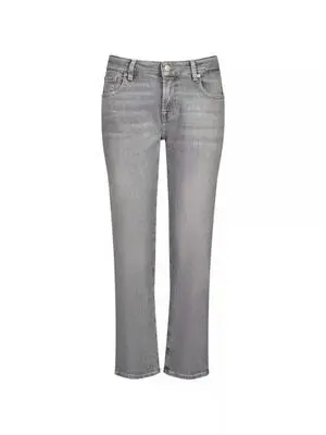 7 For All Mankind Faded-effect Whiskered Jeans - Grey