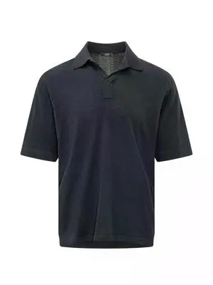 HOSIO Terry-cloth Short-sleeved Polo Shirt - Blue