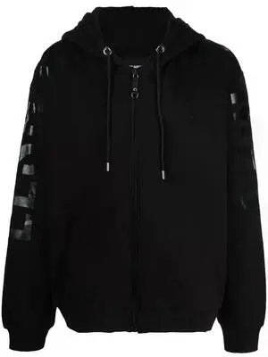 LES HOMMES Logo-print Zip-up Hoodie - Black