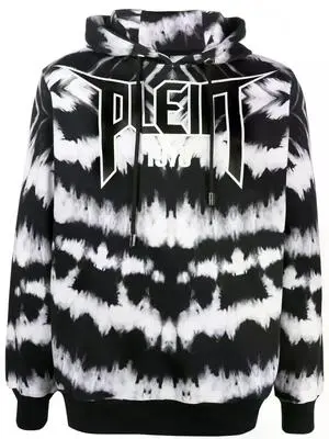 Philipp Plein Tie-dye Logo Print Hoodie - Black