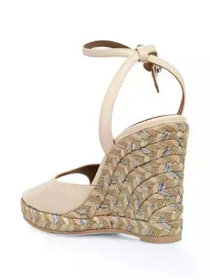 Kurt Geiger Patent Wedge Sandals With Crystal Embellishment