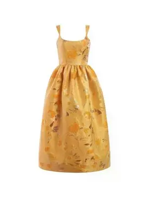 MARKARIAN Apple Floral-brocade Corset-style Midi Dress - Yellow