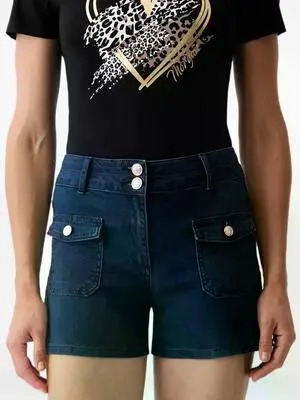 MORGAN Button-detail Pocket-flap Shorts - Blue