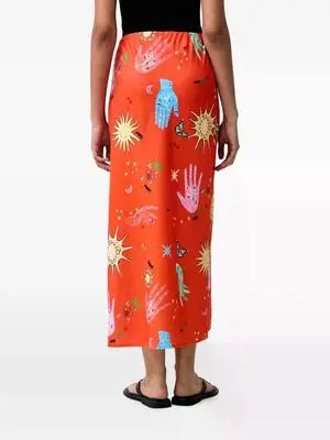 NEVER FULLY DRESSED Celestial Dorris Graphic Print Midi Skirt