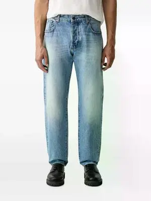 Armani Exchange Faded Straight-leg Jeans - Blue