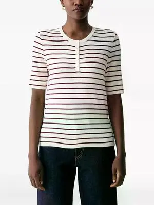 MOS MOSH Mmaliz Striped Short-sleeve Top - Neutrals