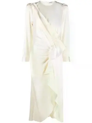 Sandro Asymmetric Satin Midi Dress - Neutrals
