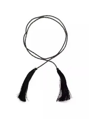 FORTE_FORTE Braided Crystal-embellished Belt - Black